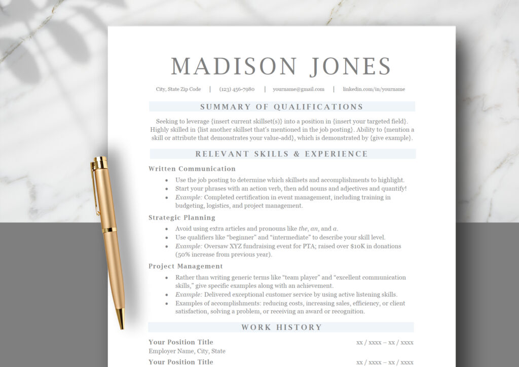 Functional Resume Template Package