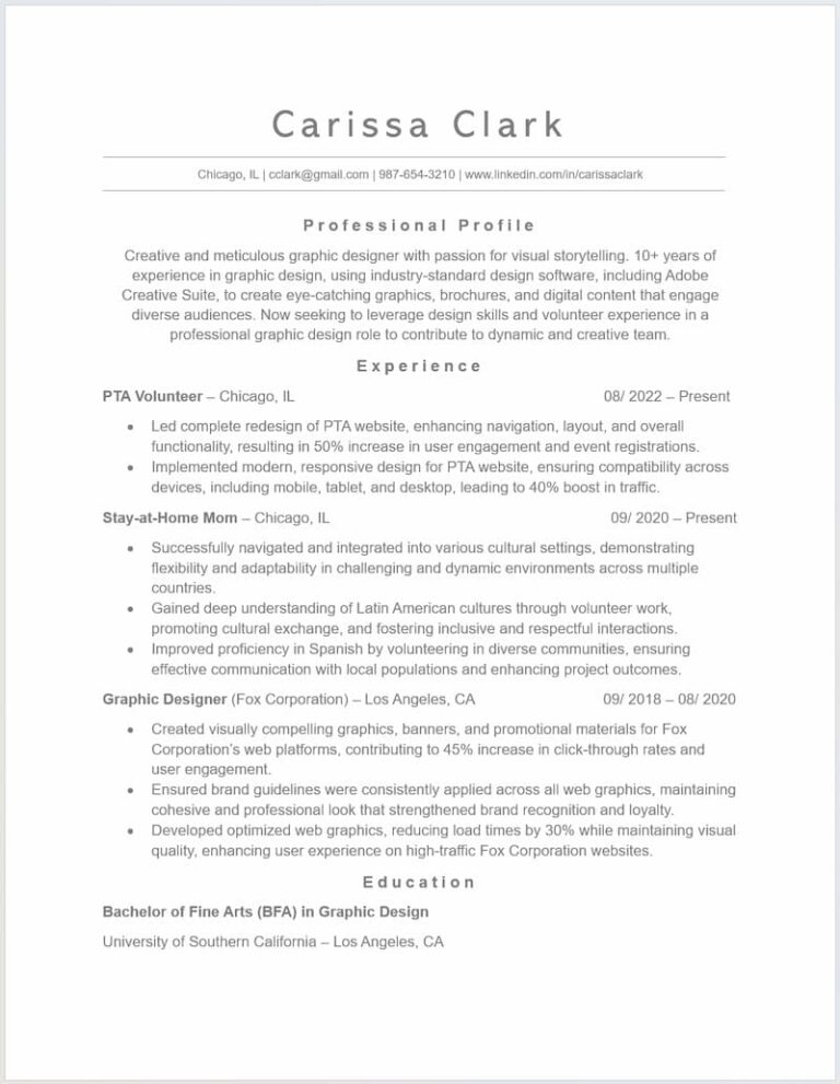 Sample Resume With Gaps In Employment