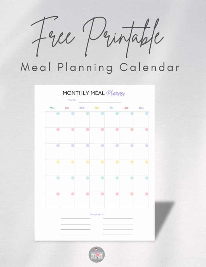 Free Meal Planning Calendar | The Career Counter