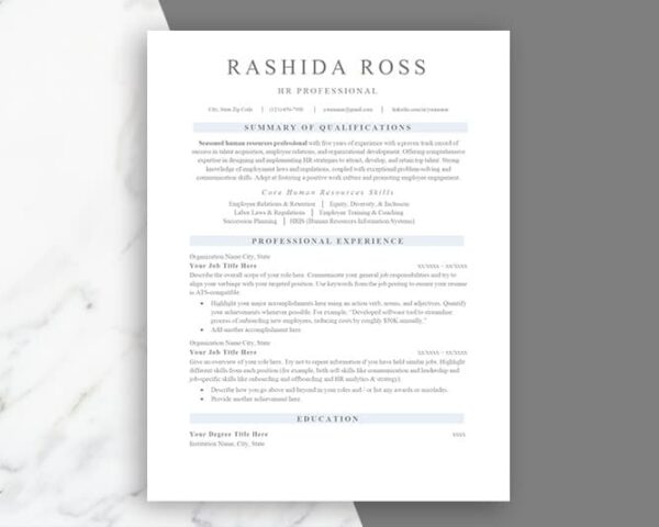 HR Resume Template Package | The Career Counter