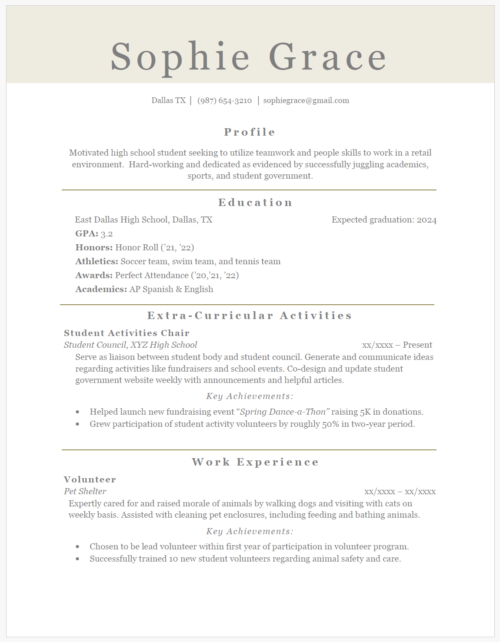 Best Resume Sample For High School Students The Career Counter Best Resume Sample For High School Students The Career Counter